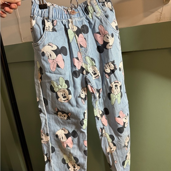 H&M | Bottoms | Disney Kids Minnie Mouse Printed Jeans Blue | Poshmark
